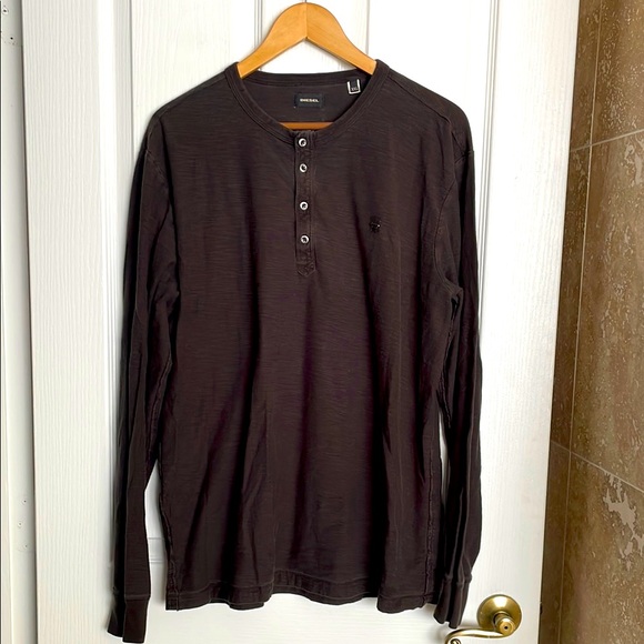 Diesel | Shirts | Diesel Brown Long Sleeve Henley Shirt | Poshmark